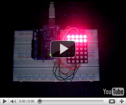 Cooper Maa: Arduino 筆記 – Lab19 使用 5x7 LED Matrix